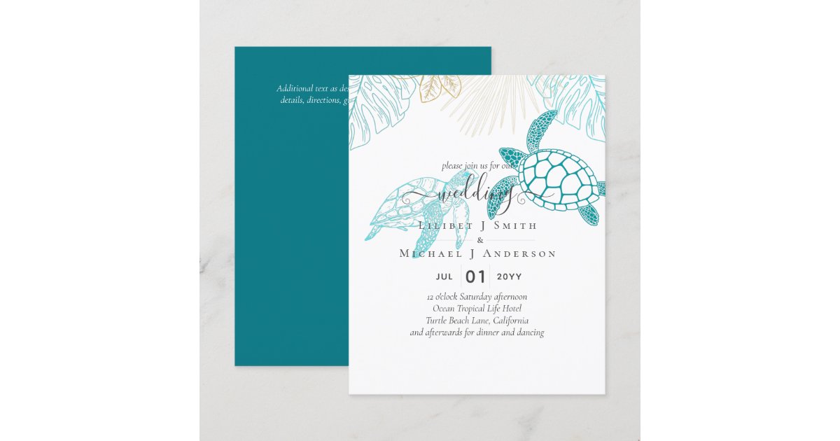BUDGET Sea Turtles Wedding Modern Line Art | Zazzle