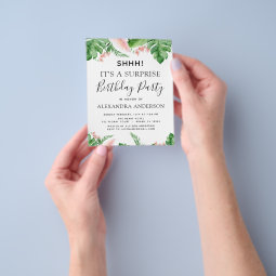 Budget Shhh Surprise Birthday Party Tropical Flyer | Zazzle