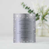 Budget silver glitter metal elegant wedding invitation postcard | Zazzle