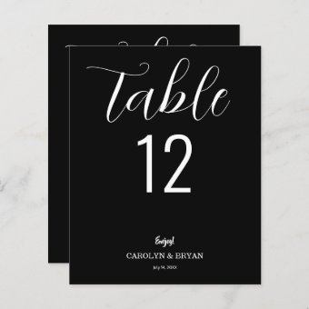 Budget Simple Black and White Table Cards | Zazzle
