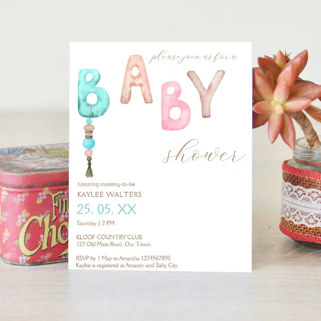 Budget simple elegant baby shower invitation | Zazzle