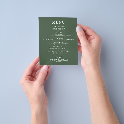 Budget Simple Elegant Evergreen Wedding Menu Flyer | Zazzle