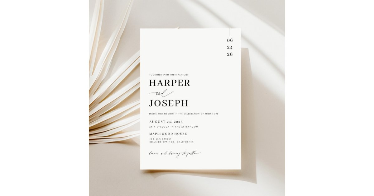 Budget Simple Elegant Wedding Invitation | Zazzle