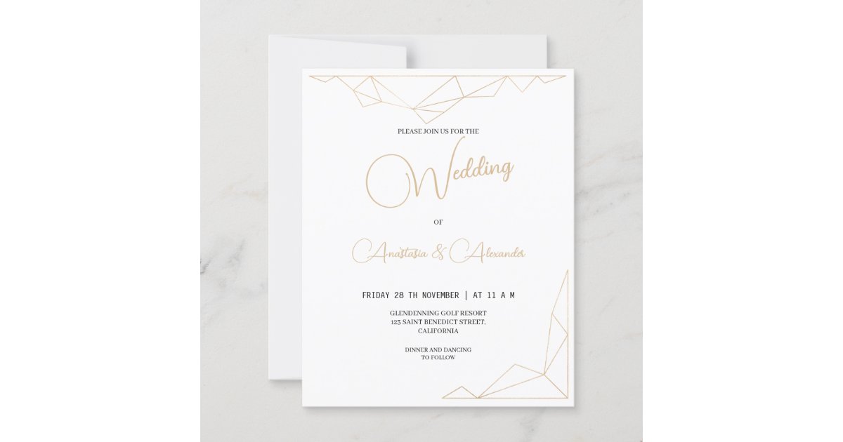 Budget Simple Gold Wedding Invitation. | Zazzle
