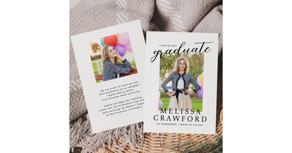 Budget Simple Graduate Chic Photo Graduation Card | Zazzle