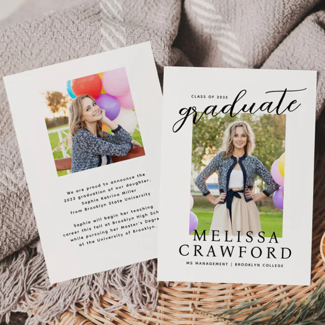 Budget Simple Graduate Chic Photo Graduation Card | Zazzle