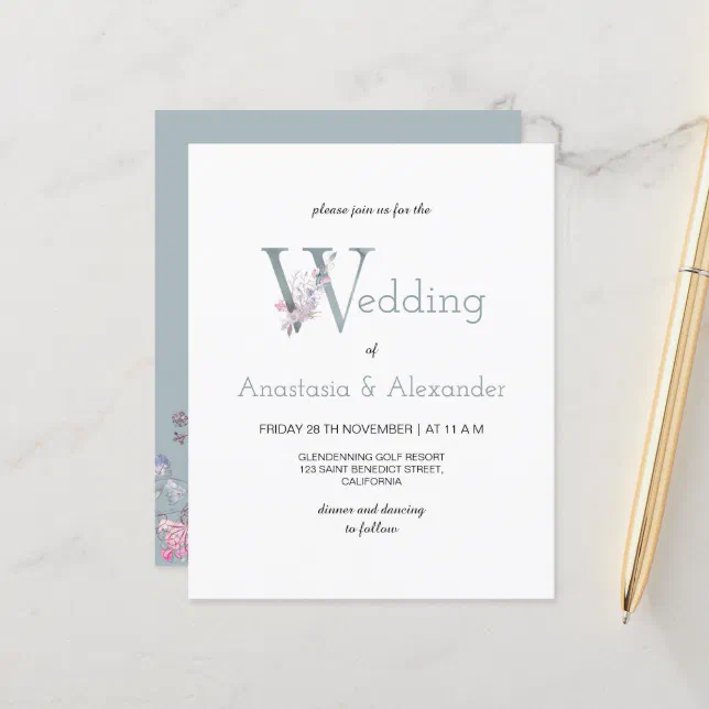 Budget/Simple & Greenery/Wedding Invitation. | Zazzle