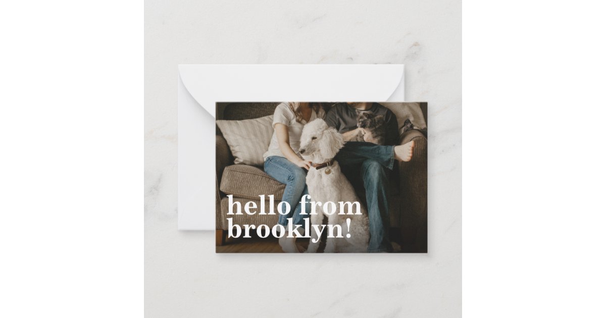 Budget Simple Hello New Home Address Photo Moving Note Card | Zazzle