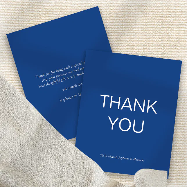 Budget Simple Mid Blue Custom Thank You Card | Zazzle