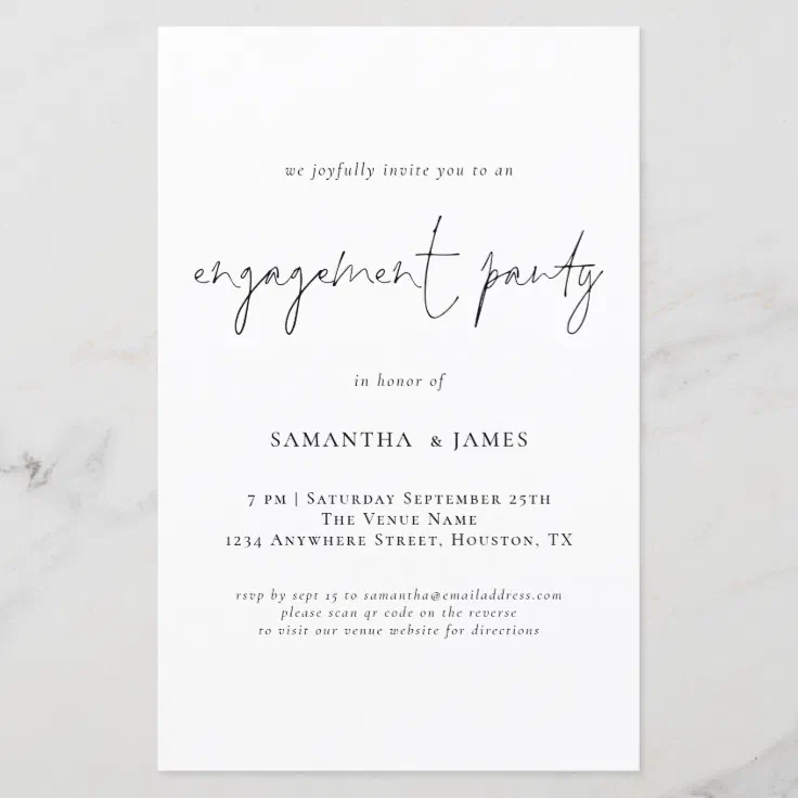 Budget Simple Script Engagement Party Invitation | Zazzle