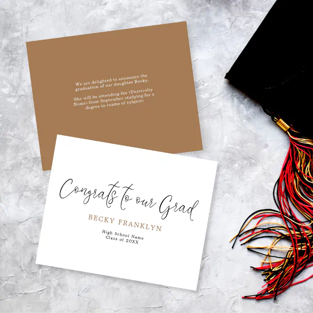 Budget Simple Script Graduation Annnouncement | Zazzle