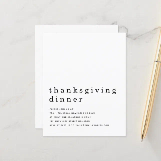 Budget Simple Text Thanksgiving Dinner Invitation | Zazzle