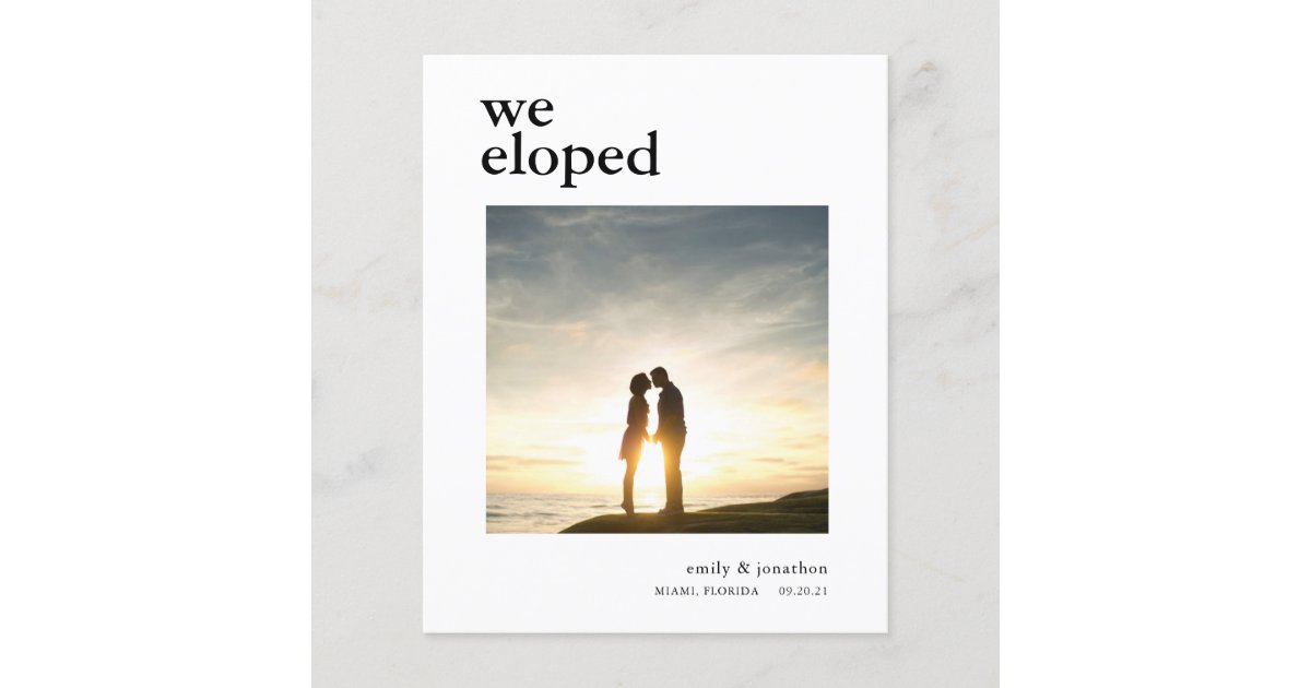 Budget Simple We Eloped Announcement Photo | Zazzle