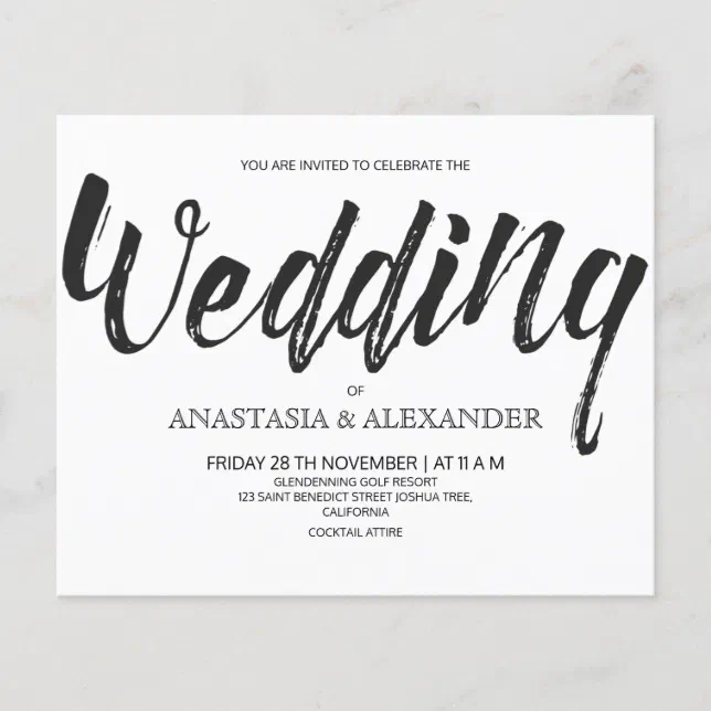 Budget Simple wedding invitation. Flyer | Zazzle
