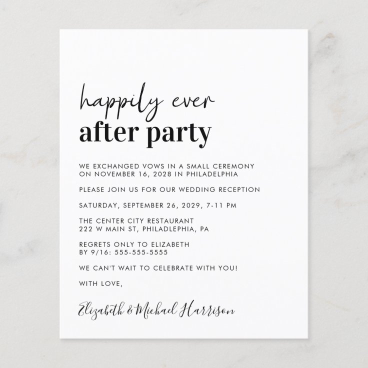 Budget Simple Wedding Reception Invitation | Zazzle