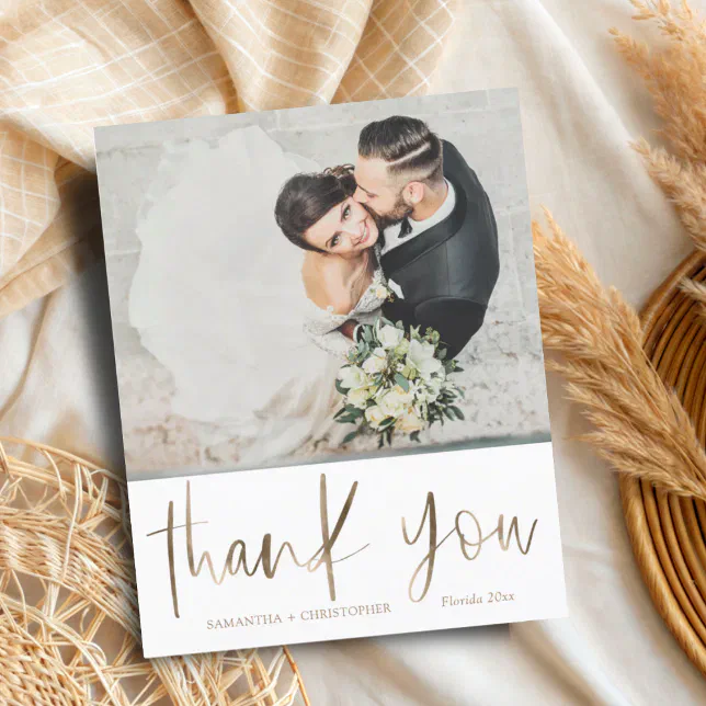 Budget Simple Wedding Thank You 5 Photos | Zazzle