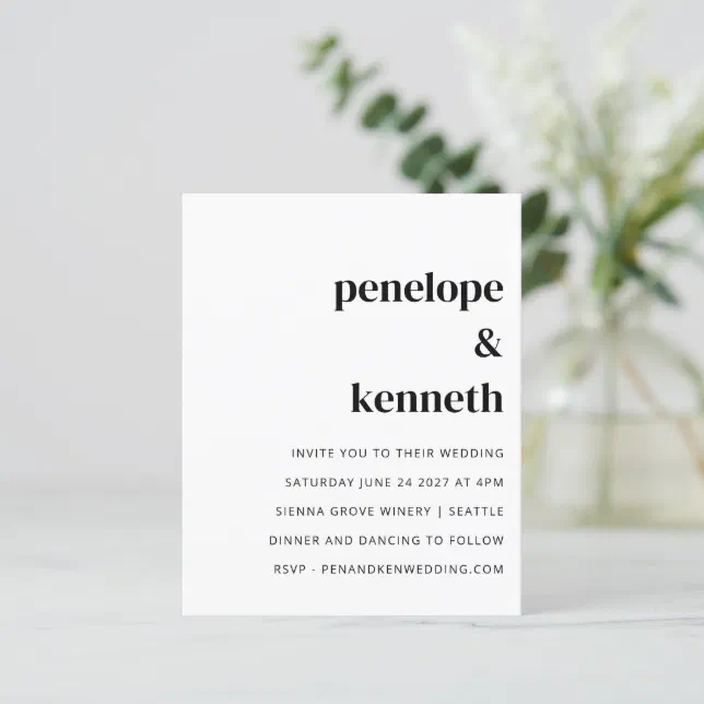 Budget Simple White Modern Wedding Invitation | Zazzle