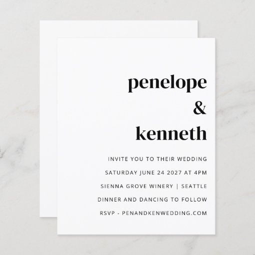Budget Simple White Modern Wedding Invitation | Zazzle