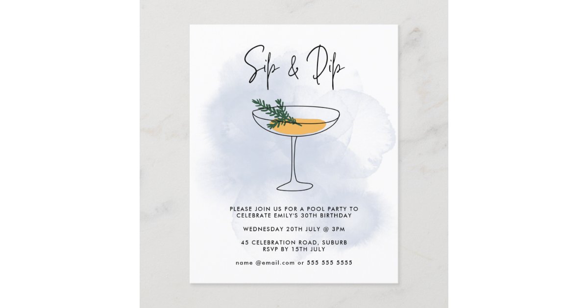 Budget Sip & Dip Cocktail Pool Party | Zazzle