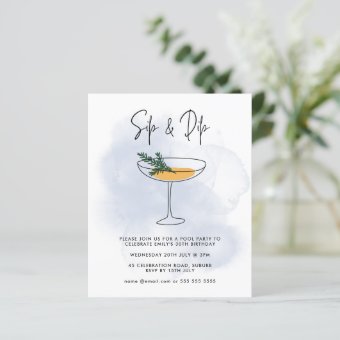 Budget Sip & Dip Cocktail Pool Party | Zazzle