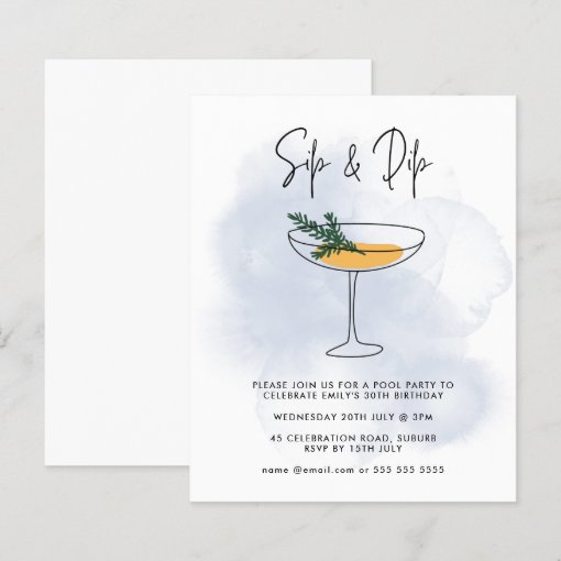 Budget Sip & Dip Cocktail Pool Party | Zazzle