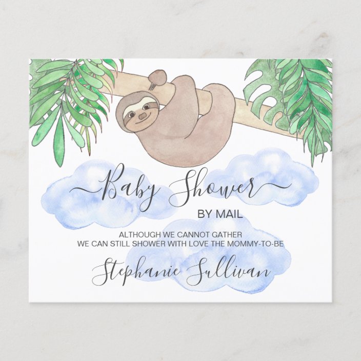 Budget Sloth Boy Baby Shower By Mail Invitation | Zazzle.com
