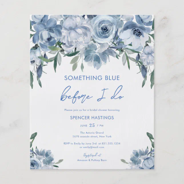 Budget Something Blue Before I Do Bridal Shower Flyer | Zazzle