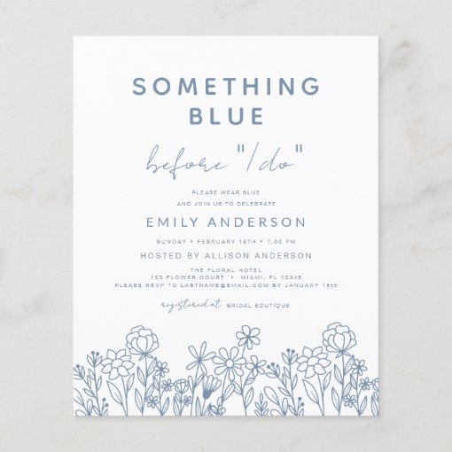 Budget Something Blue Wildflower Bridal Shower Flyer | Zazzle