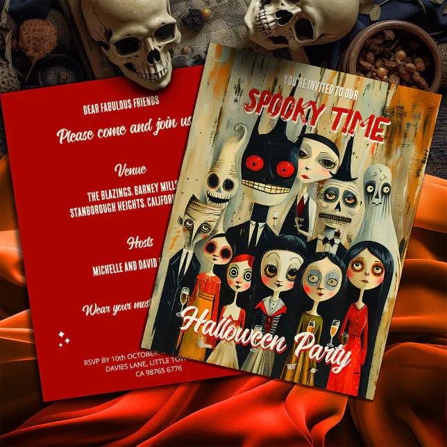 Budget Spooky Time Creepy Halloween Invitation Postcard | Zazzle