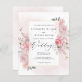 Budget Spring Blush Gold Floral Wedding Invitation | Zazzle