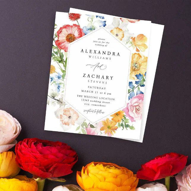 Budget Spring Multi Color Florals Wedding | Zazzle