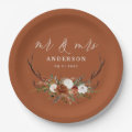 Budget Stag rustic botanical wedding terracotta Paper Plates | Zazzle
