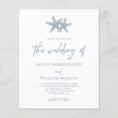 Budget Starfish Dusty Blue Script Wedding Invite Flyer | Zazzle