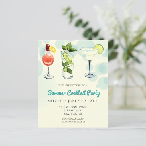 Budget Summer Cocktail Party Invitations | Zazzle