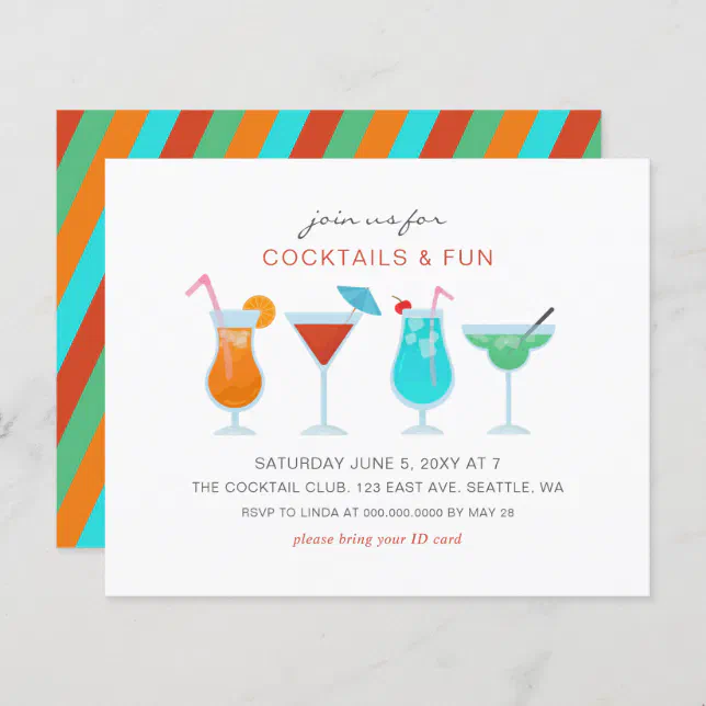 Budget Summer Drinks Cocktail party Invitations | Zazzle