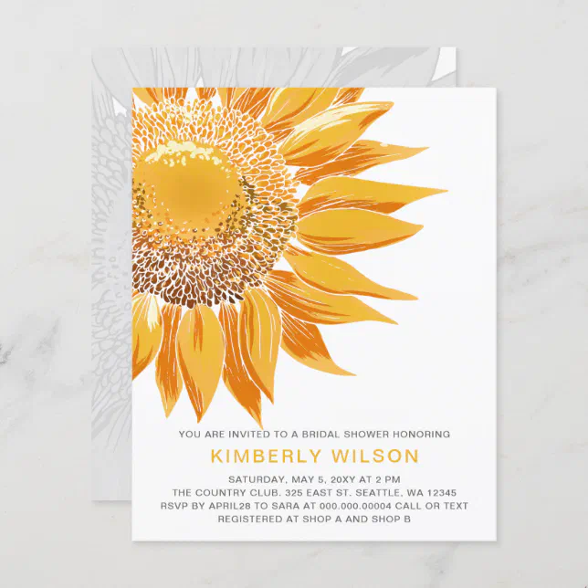 Budget Sunflower Bridal Shower Invitations | Zazzle