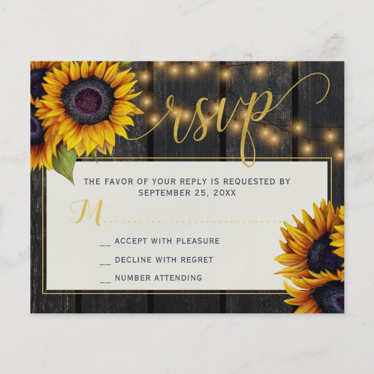 Budget sunflower rustic wedding rsvp card FLYER | Zazzle