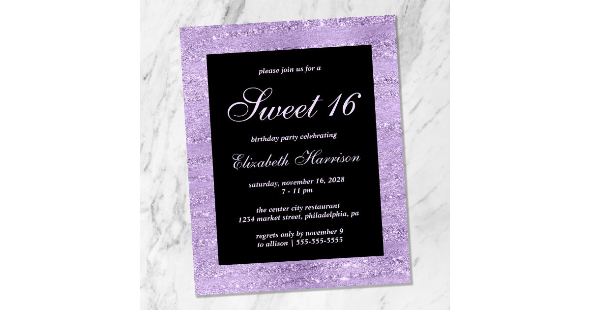 Budget Sweet 16 Elegant Purple Birthday Party | Zazzle