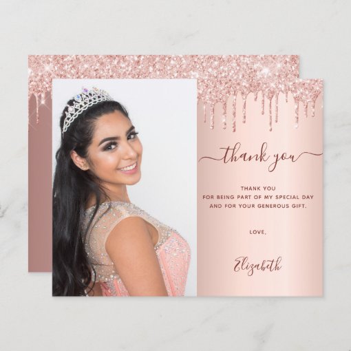 Budget Sweet 16 rose blush photo QR code thank you | Zazzle