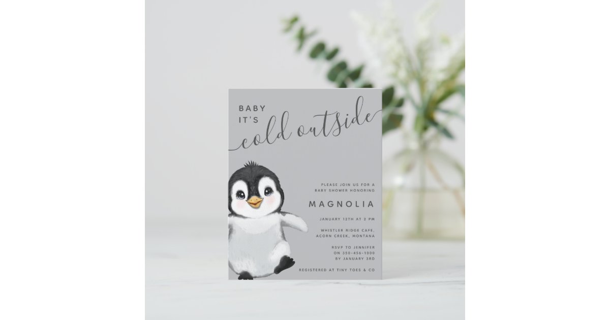 Budget Sweet Penguin Baby Shower Invitation | Zazzle