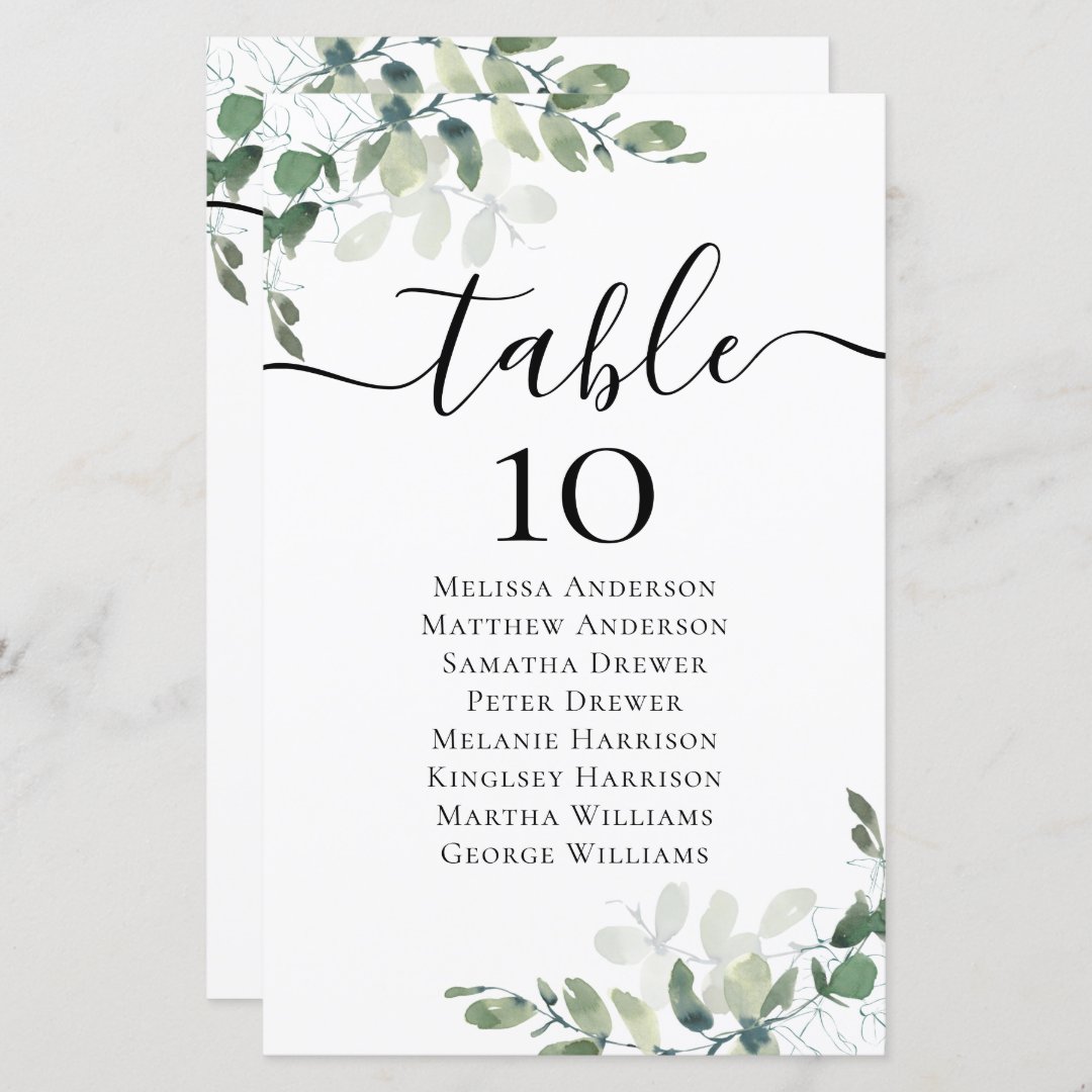 BUDGET Table No Seating Chart Menu Card | Zazzle