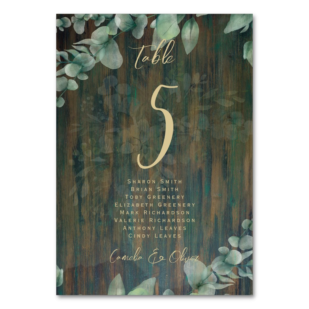 BUDGET Table Number Seating RUSTIC Greenery | Zazzle