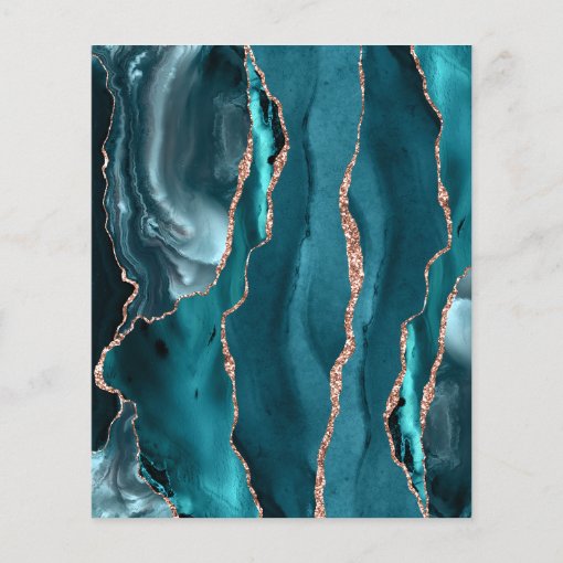Budget Teal Agate Rose Gold Wedding Invitation | Zazzle