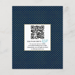BUDGET teal navy QR code leaves wedding invitation | Zazzle
