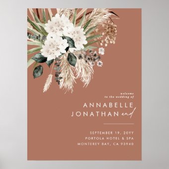 Budget terracotta botanical modern elegant foliage poster | Zazzle