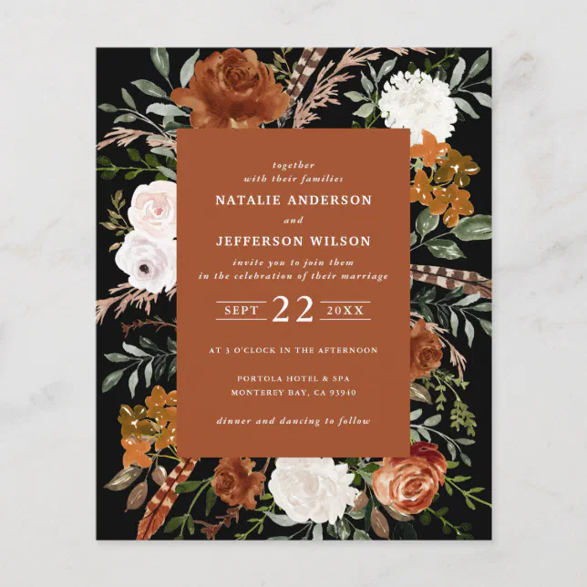 Budget terracotta floral rustic elegant flyer | Zazzle