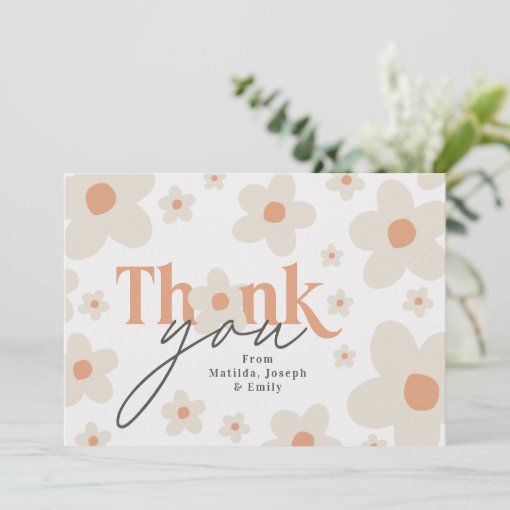 Budget Thank you birthday daisy terracotta natural Invitation | Zazzle