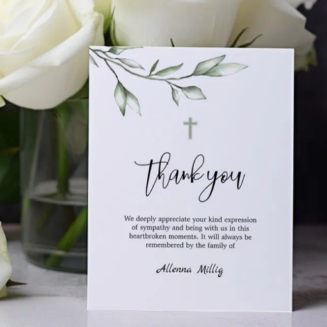 Budget Thank You Funeral Cross Memorial Card | Zazzle