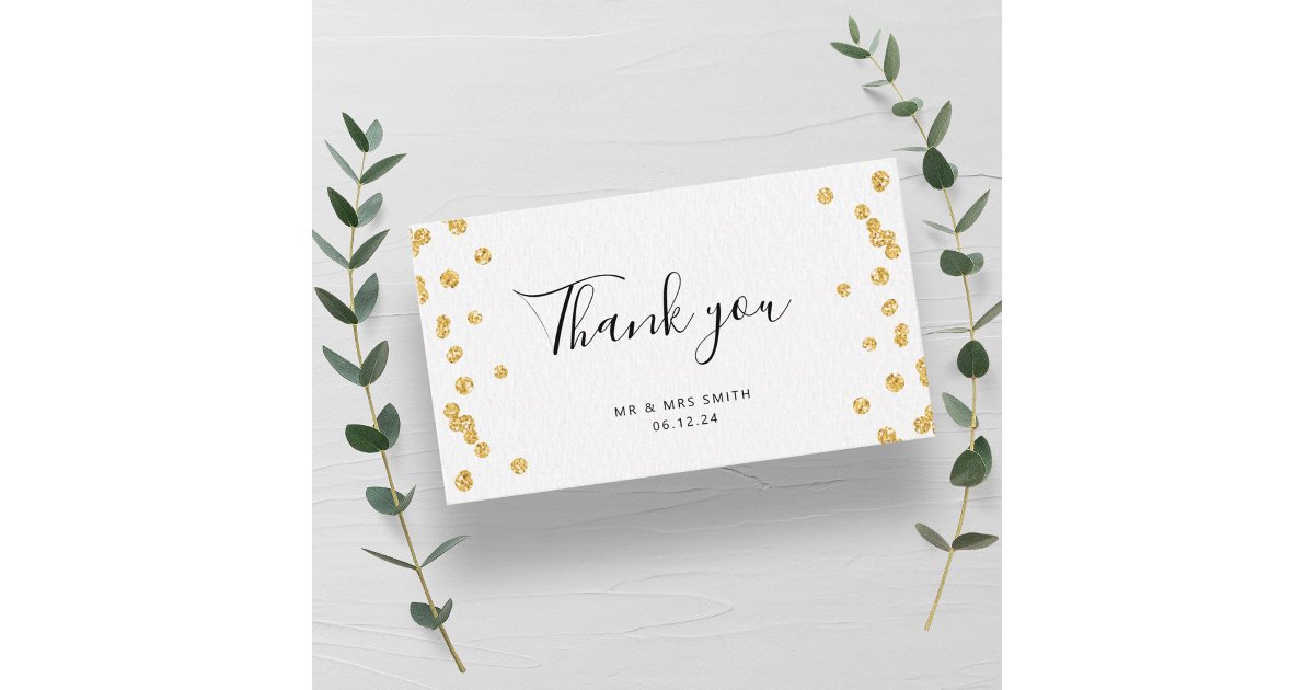 BUDGET Thank You Insert Gold Glitter | Zazzle