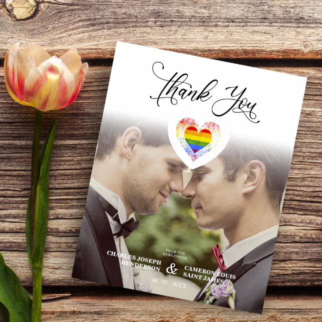 Budget Thank You LGBT Rainbow Pride Heart Photo | Zazzle
